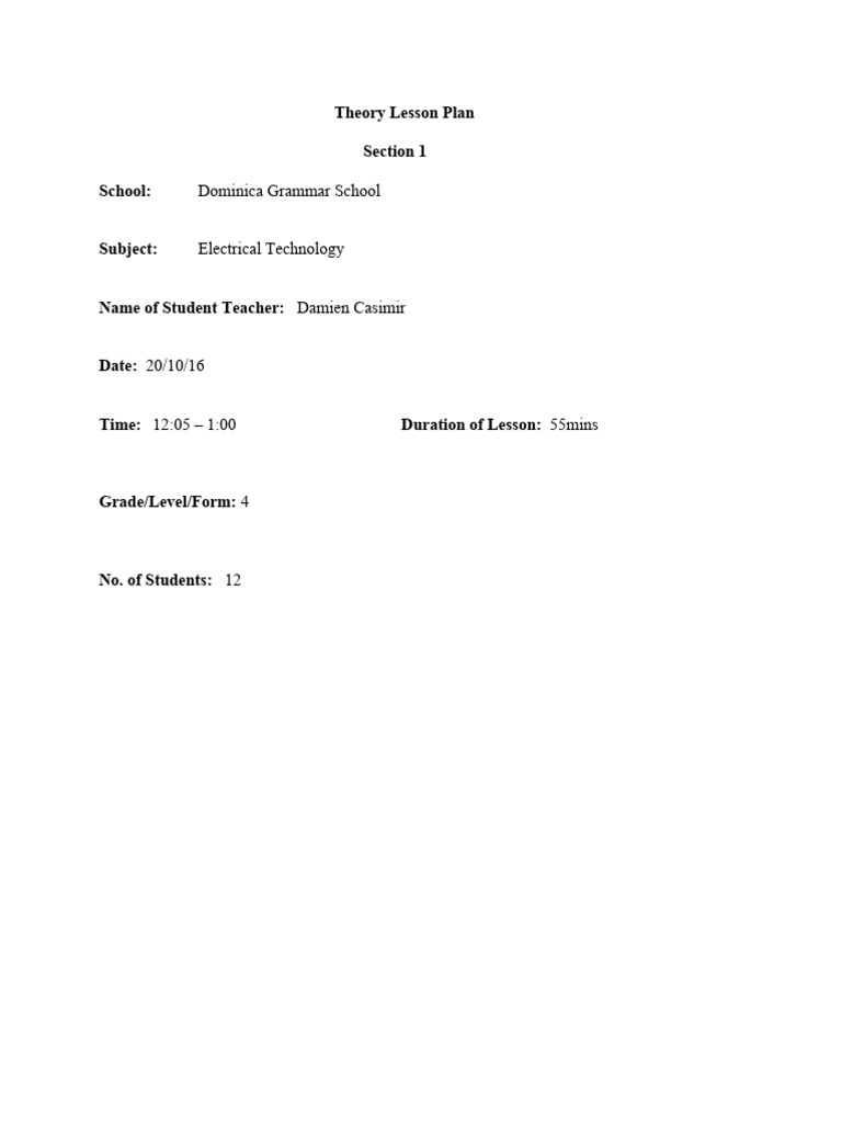 Theory Lesson Plan - Resistors in Parallel | Download Free PDF | Series ...