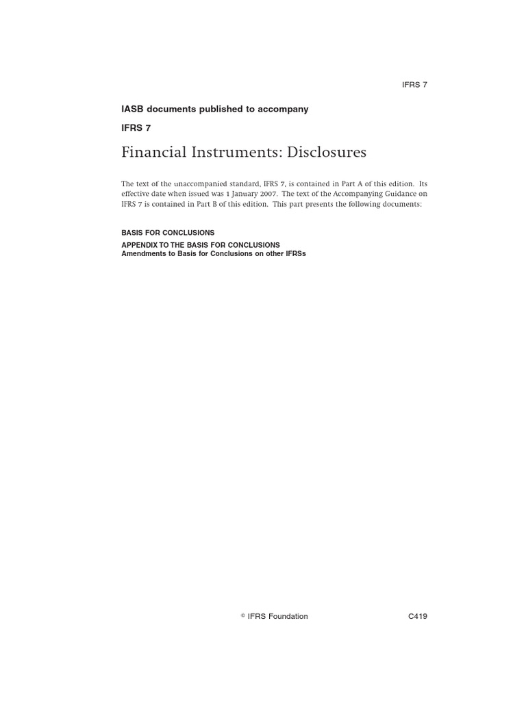 IFRS 7 - Part C - Basis For Conclusions | PDF
