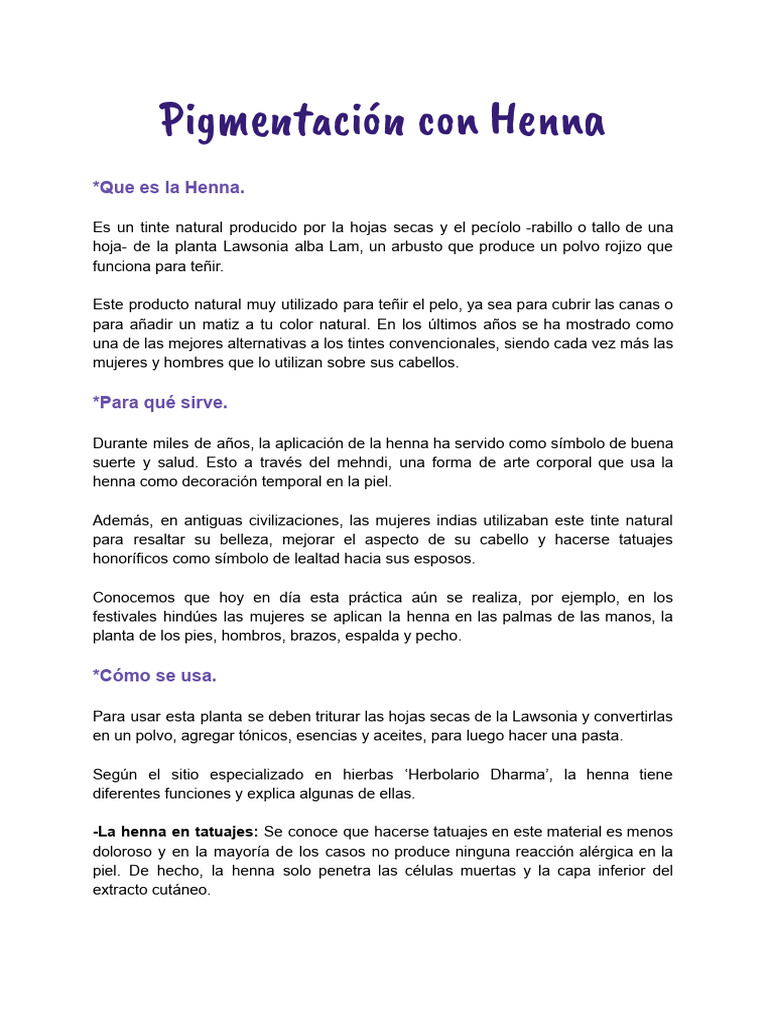 Pigmentación con Henna | PDF