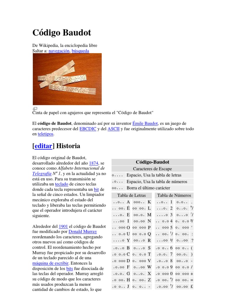 Código Baudot | PDF | Ascii | Decimal codificado en binario