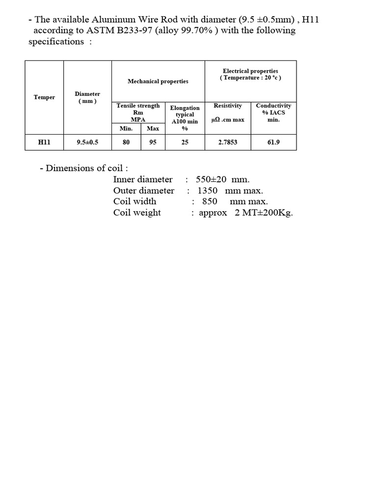 Aluminium Rods Spec | PDF