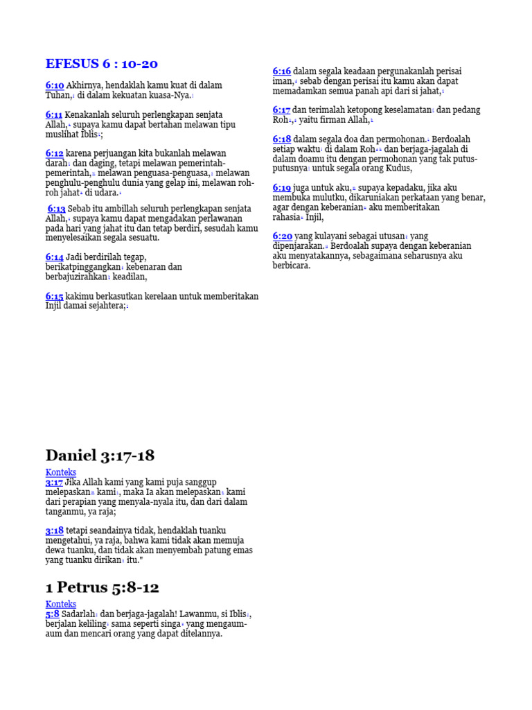 Bacaan Efesus 6 Ayat 10 Sampai 20 | PDF