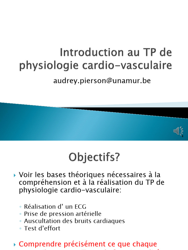 Introduction TP Physio Cardio-Vasculaire | PDF