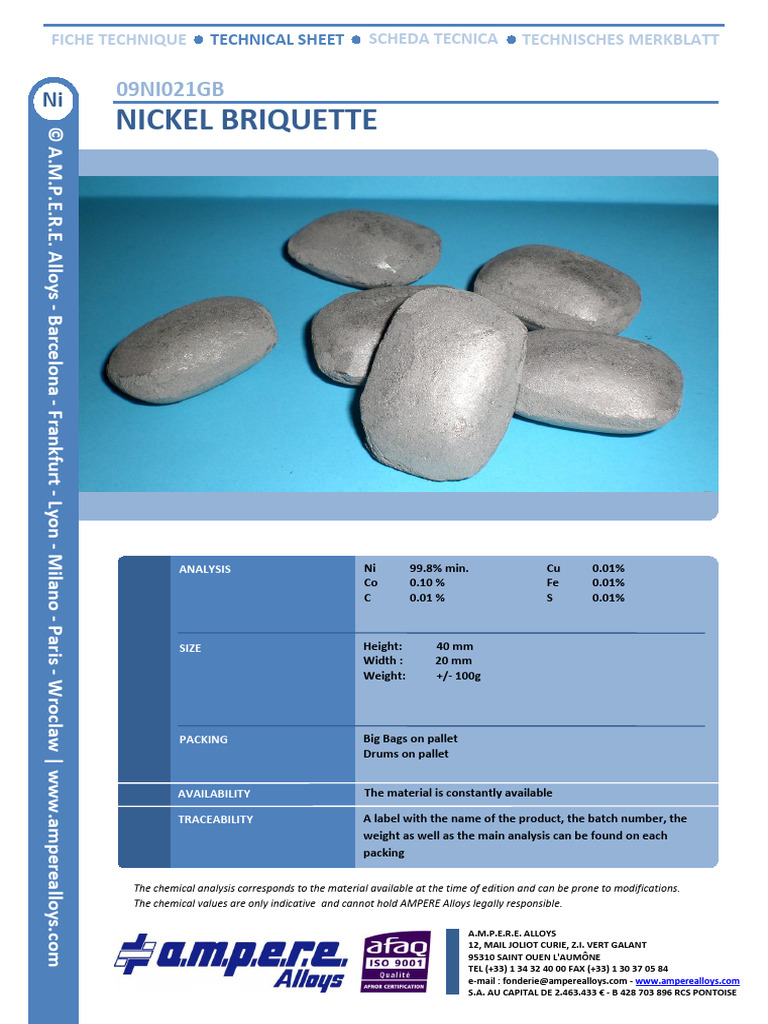 Nickel Briquette | PDF