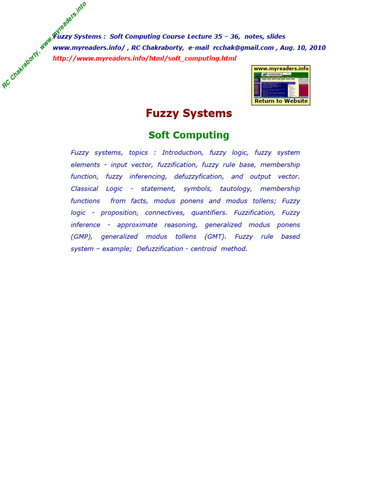07 Fuzzy Systems | PDF | Fuzzy Logic | Logic