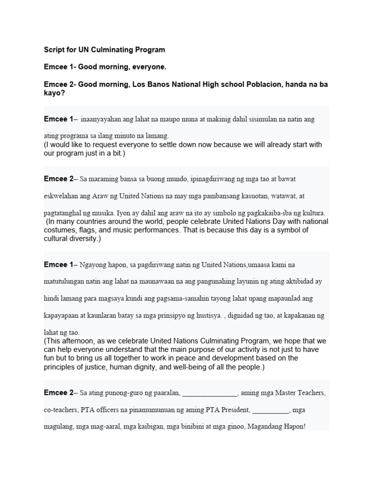 United Nation Script | PDF