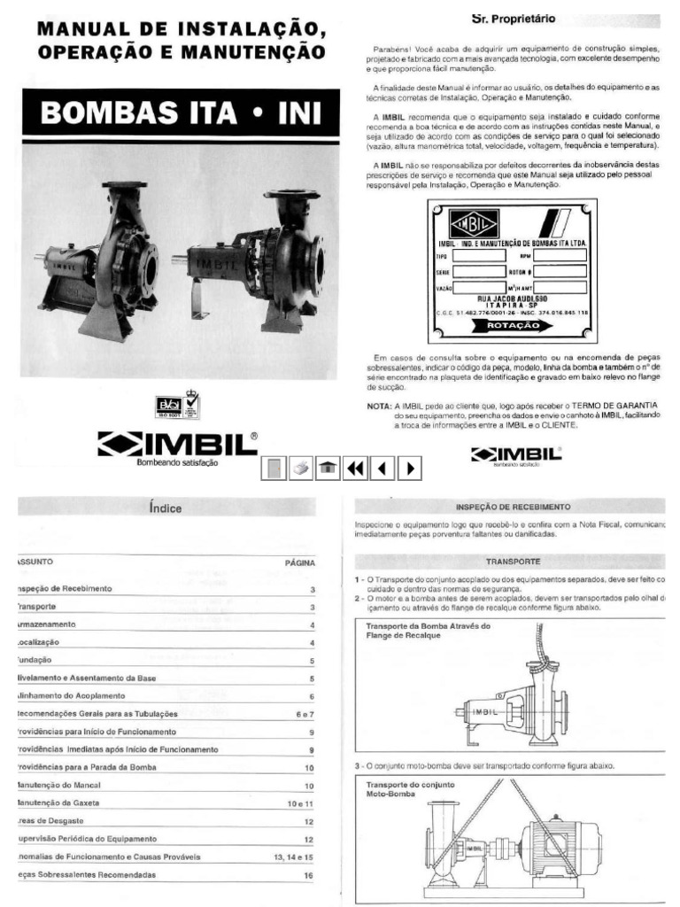 Manual Bombas ITA-INI - Imbil | PDF