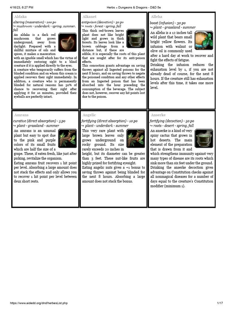 Herbs Dungeons & Dragons - D&D 5e | PDF | Trees | Plants