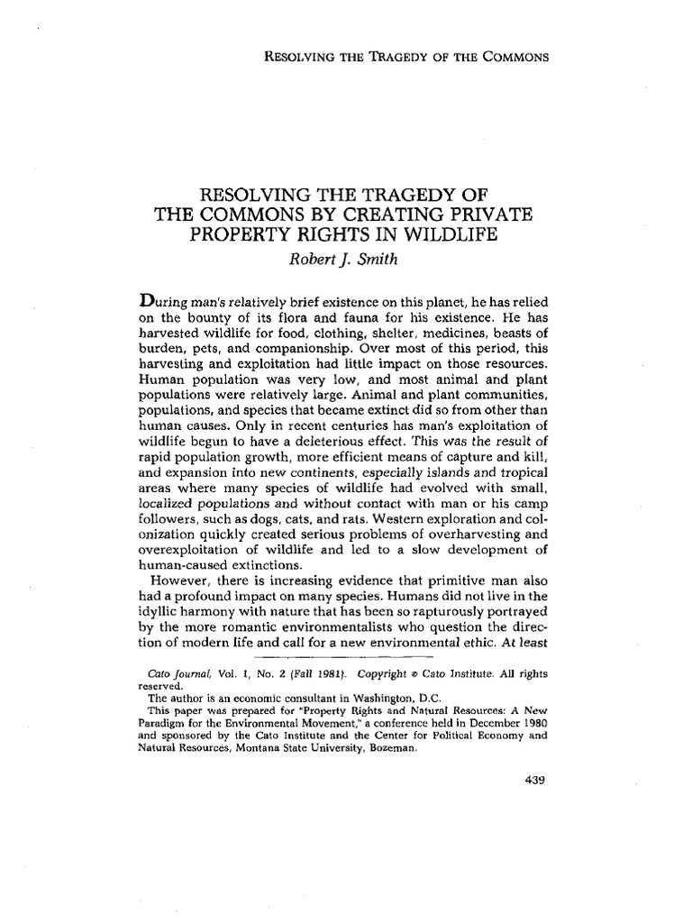 Smith - Resolving The Tragedy of The Commons by Creating Private ...