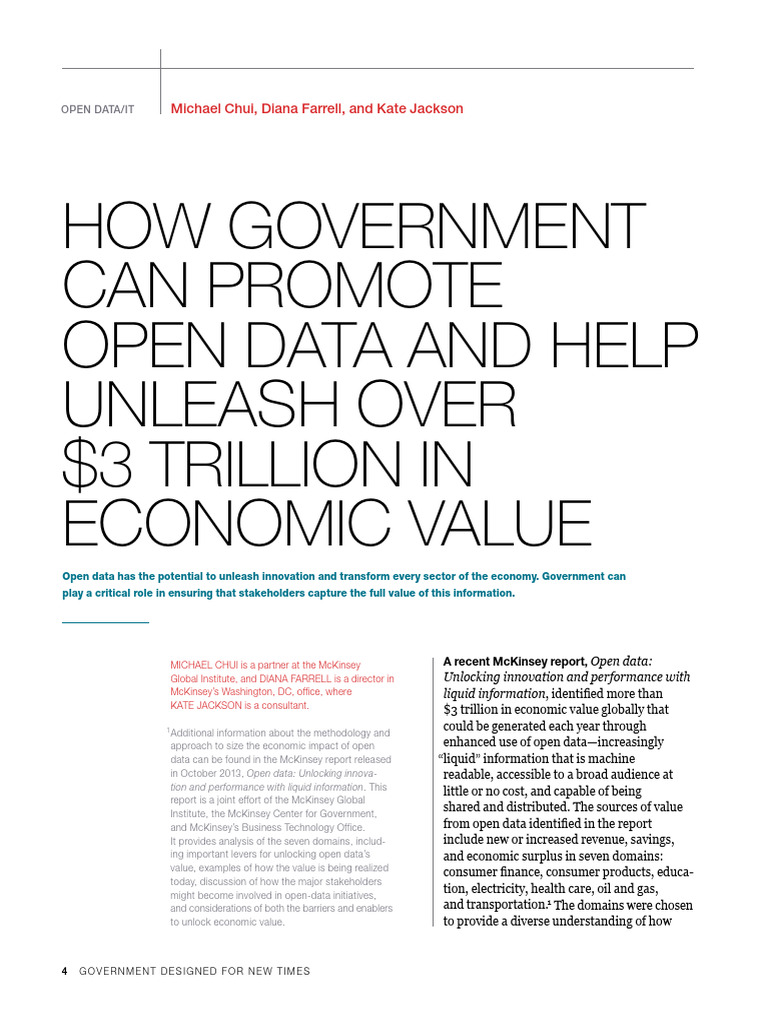 How Govt Can Promote Open Data and Help Unleash Over $3 Trillion in Economic Value | PDF ...