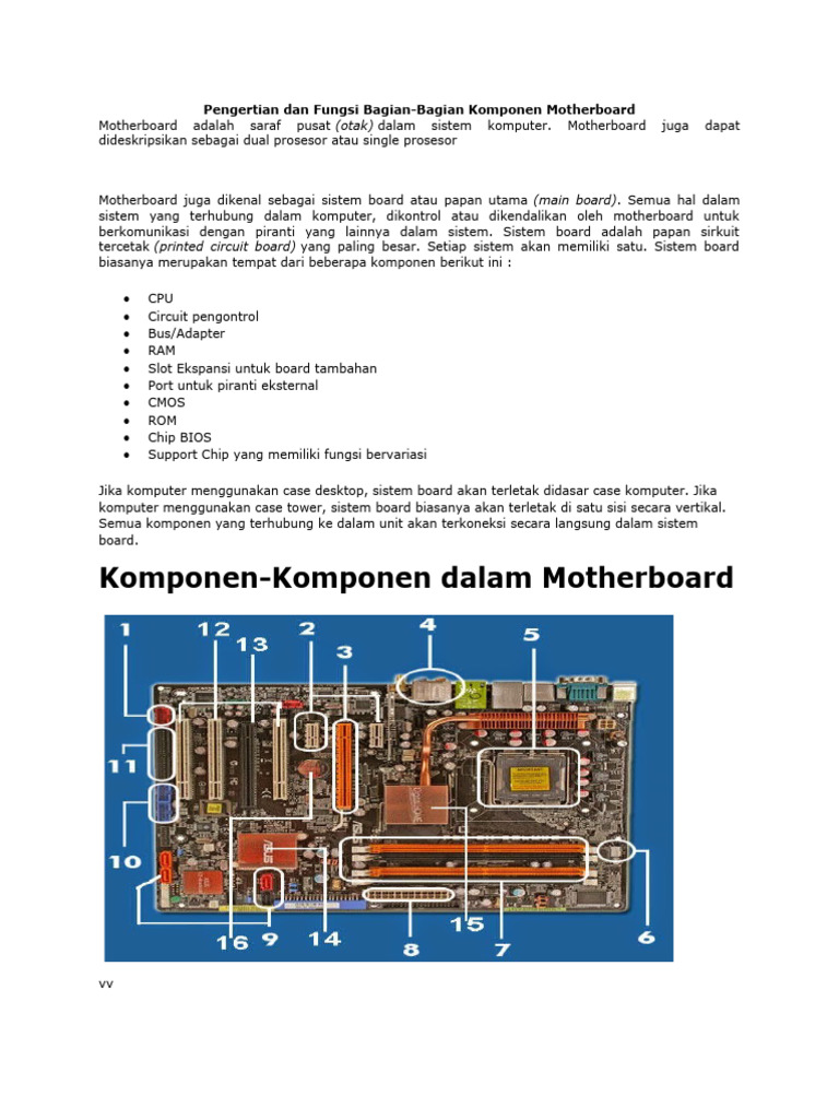 Pengertian Dan Fungsi Bagian Motherboard | PDF