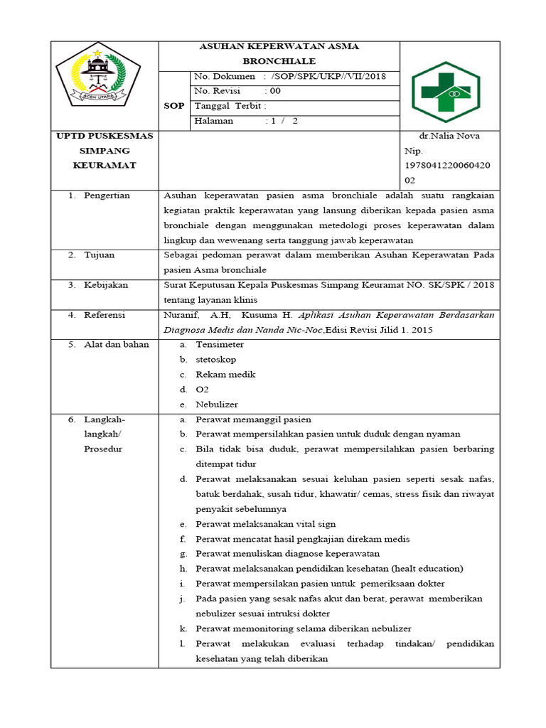 Asuhan Keperwatan Asma Bronchiale | PDF