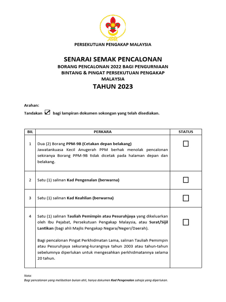Borang Pingat Pengakap Rosli | PDF