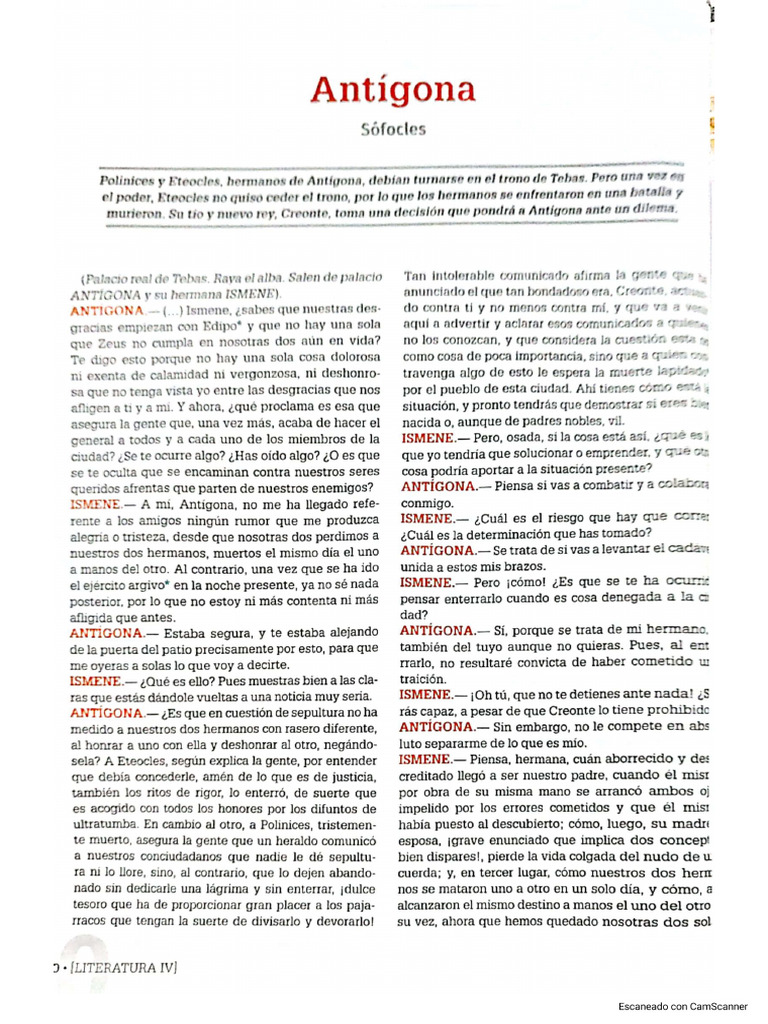 Antígona, de Sófocles (Fragmento) | PDF