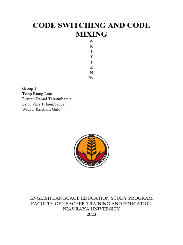 Code Switching and Code Mixing Group 1 | PDF | Multilingualism | Cognitive Science