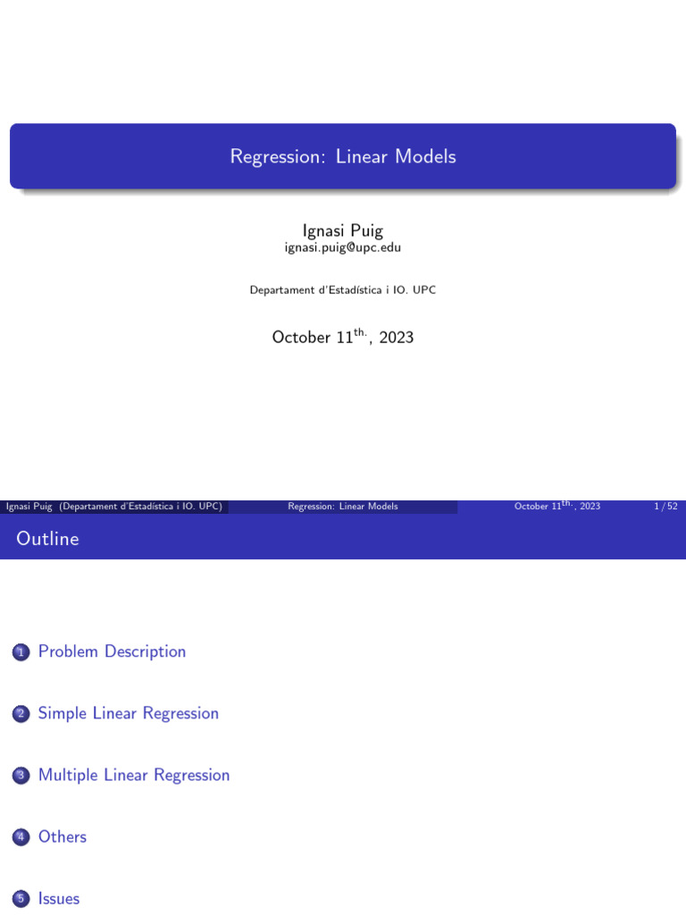Session7 Linearregression Pdf Regression Analysis Linear Regression
