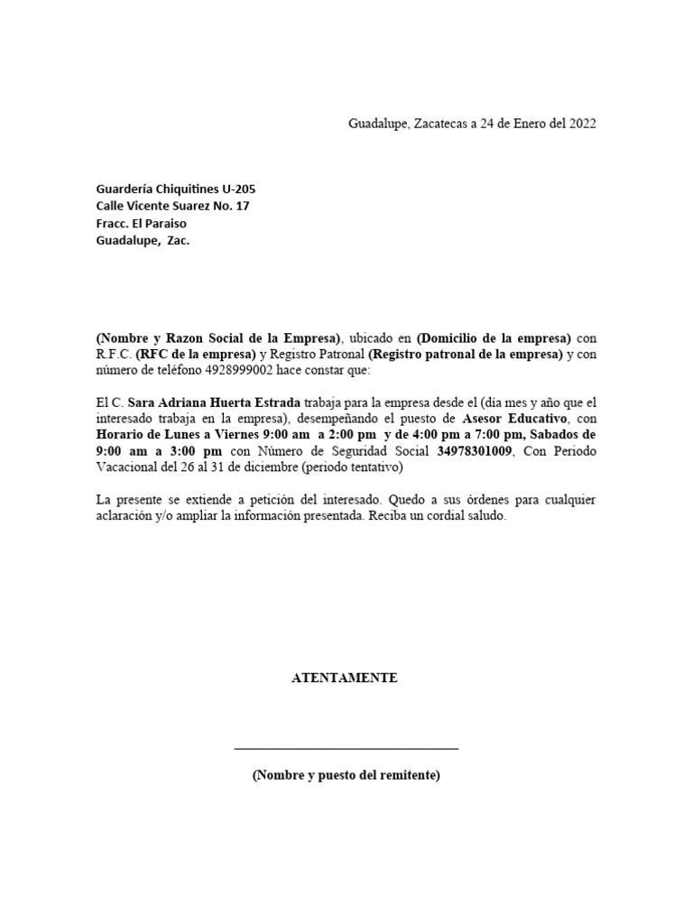 Machote Carta-patronal-para-IMSS. Bien | PDF