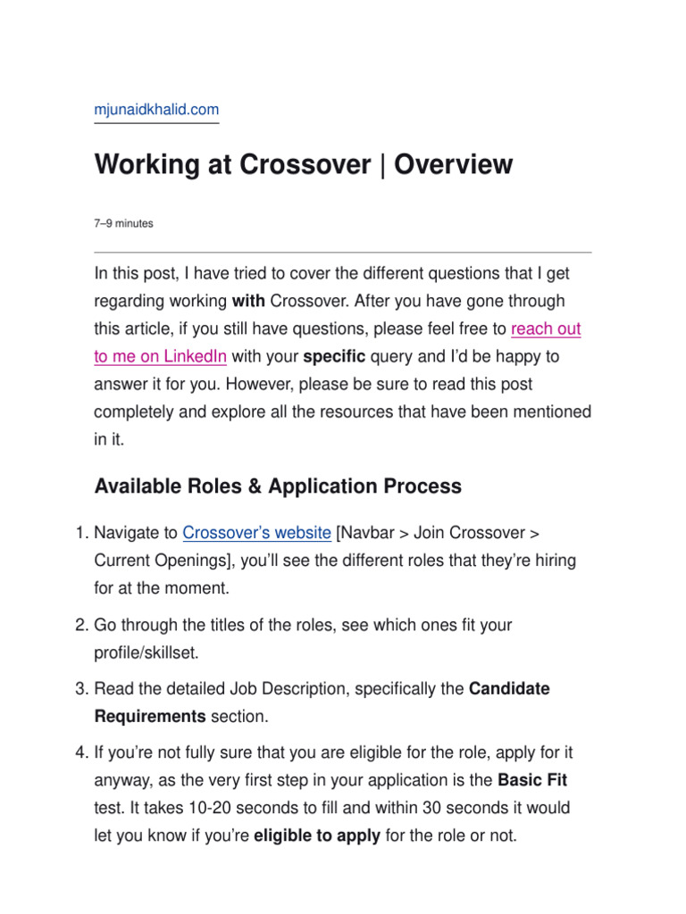 Crossover Job Application Guide | PDF | Cognitive Science | Cognition