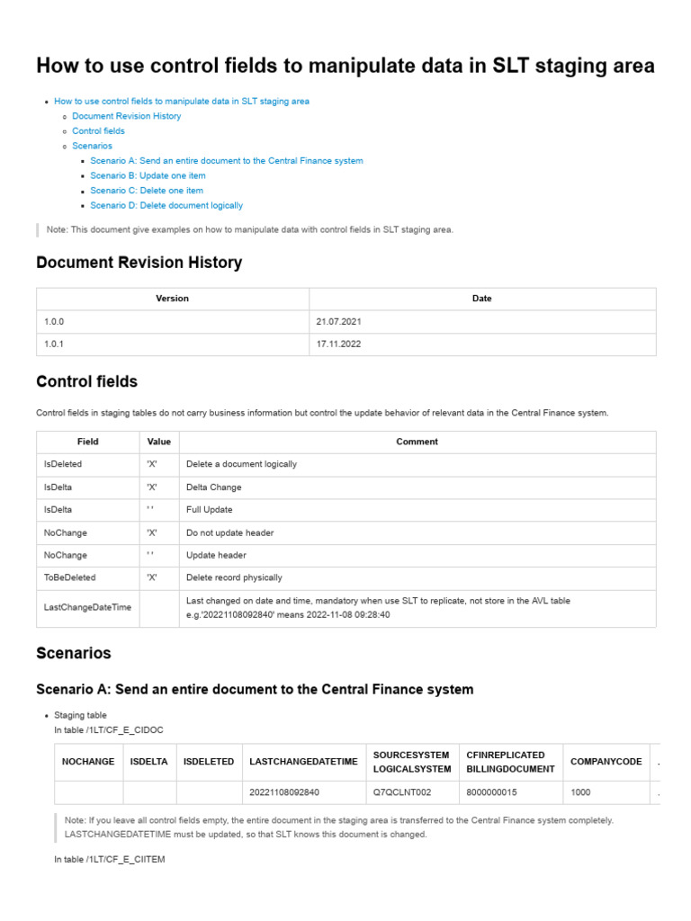 SLT Control Fields How To | PDF