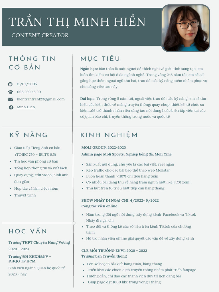 CV - Tran Thi Minh Hien | PDF
