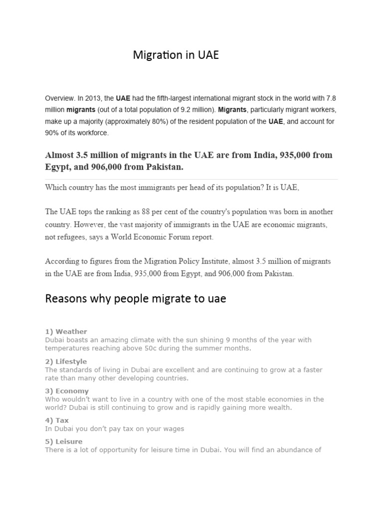 Migration in UAE Geo | PDF