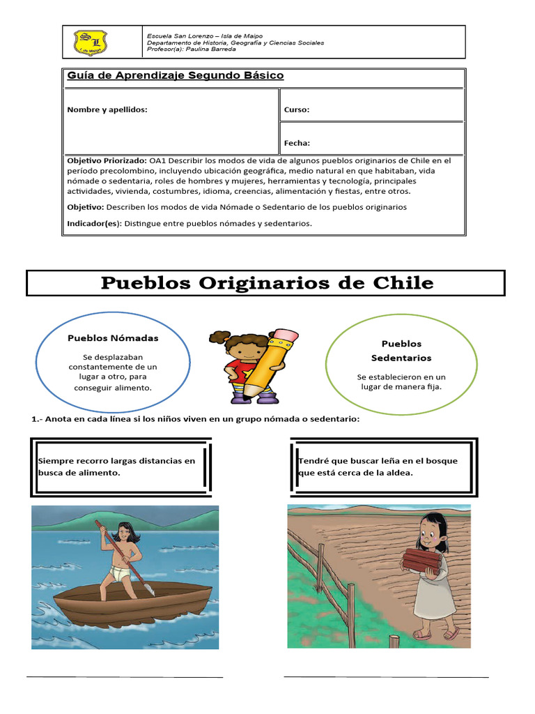 Guía 1 pueblos originarios 2° basico | PDF | Nómada
