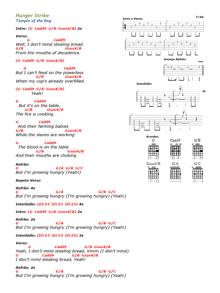 Hunger Strike Chords and Lyrics | PDF