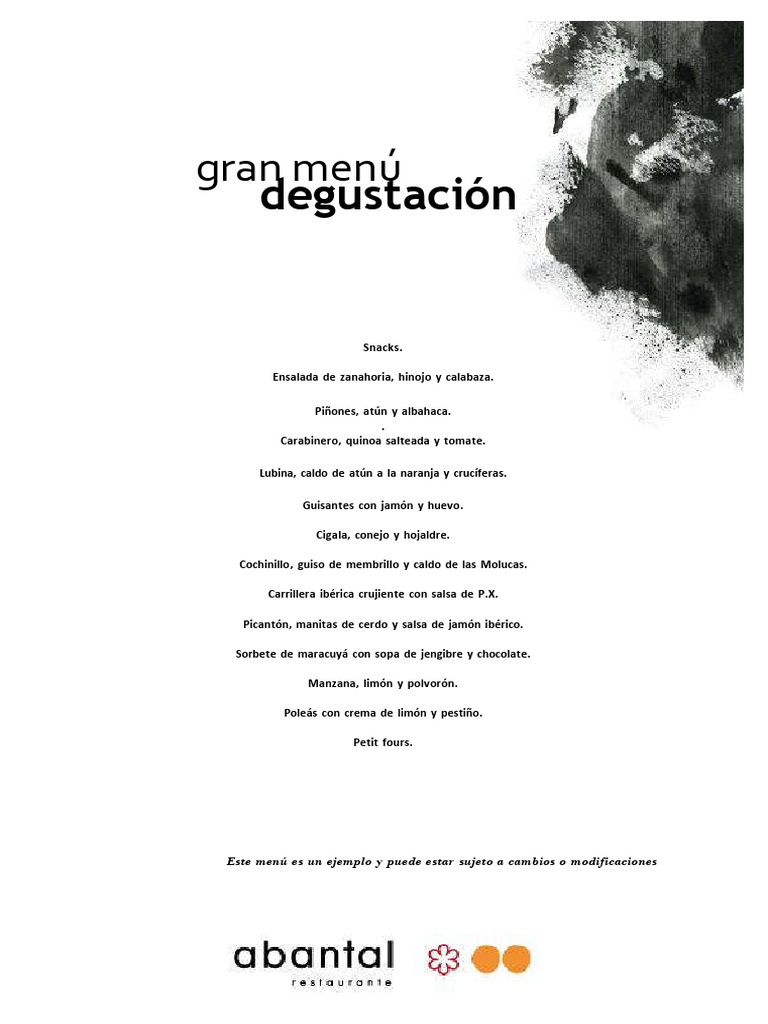 Abantal Gran Menu Degustacion | PDF Abantal Gran Menu Degustacion | PDF