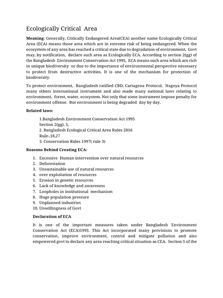 Eecologically Critical Area | PDF | Conservation Biology | Biodiversity