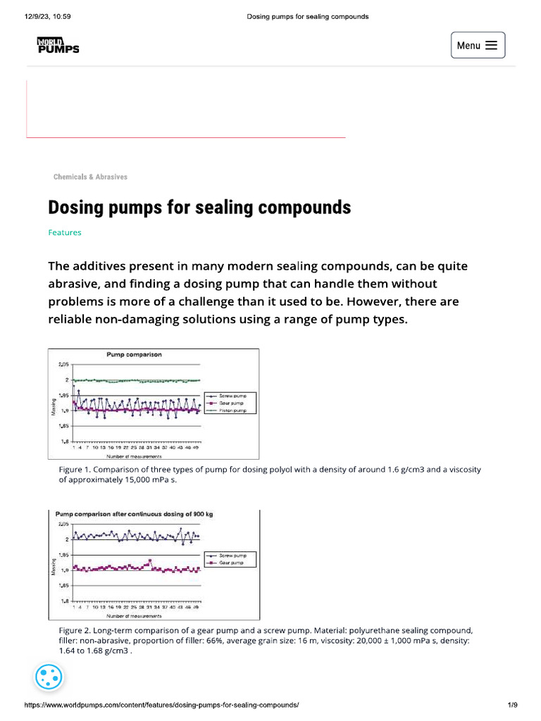 Dosing Pumps For Sealing Compounds | PDF
