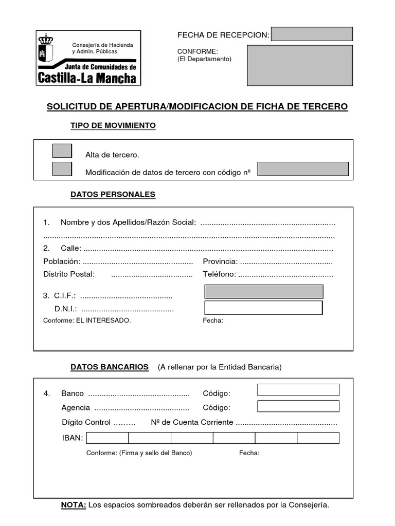 Ficha de Terceros JCCM | PDF