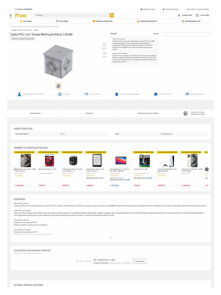 Screencapture Fnac PT mp18767890 Caixa PVC Com Tampa Reforcada Pecol 40x40 2023 10 23 11 - 14 ...