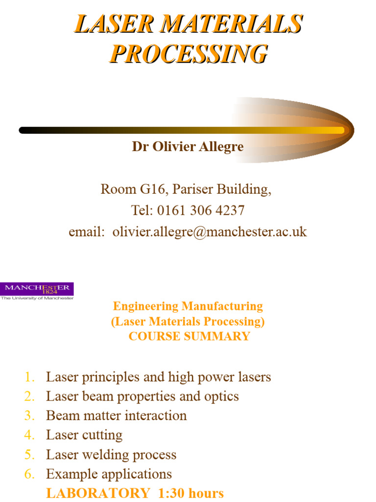 Lecture 1 - Laser Basics & High Power Lasers - Mk3 | PDF | Laser | Emission Spectrum
