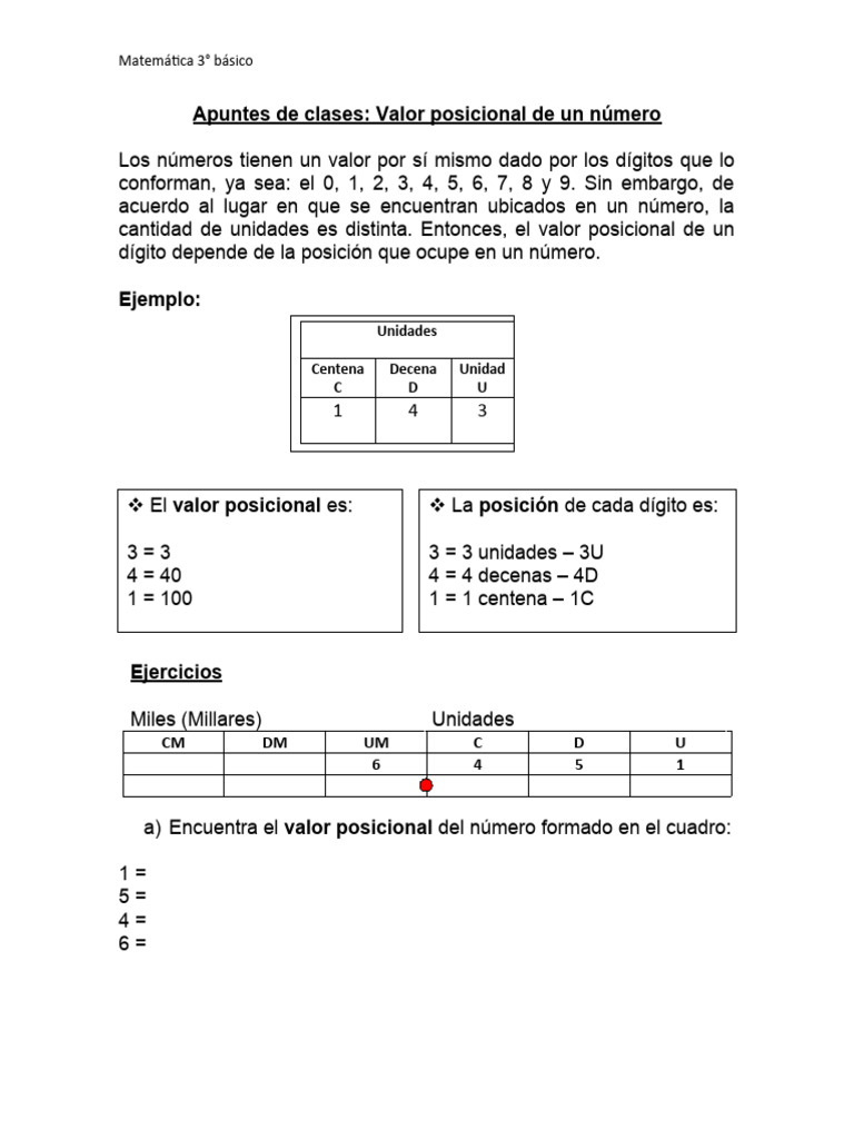 Apuntes de clases Valor Posicional | PDF