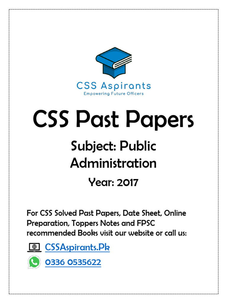 CSS Public Admin Exam 2017 | PDF | Bureaucracy | Government