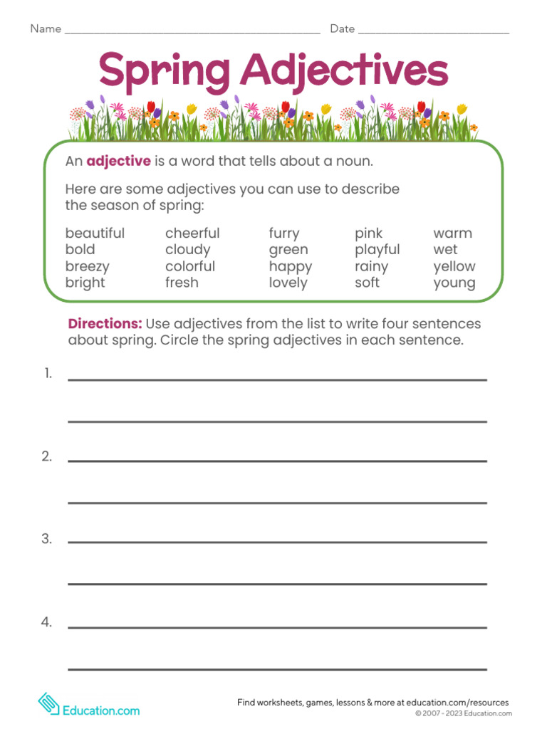 Spring Adjectives | PDF