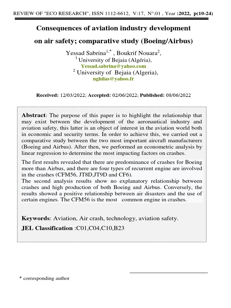 Consequences of Aviation Industry Development On Air Safety Comparative Study (Boeing - Airbus ...