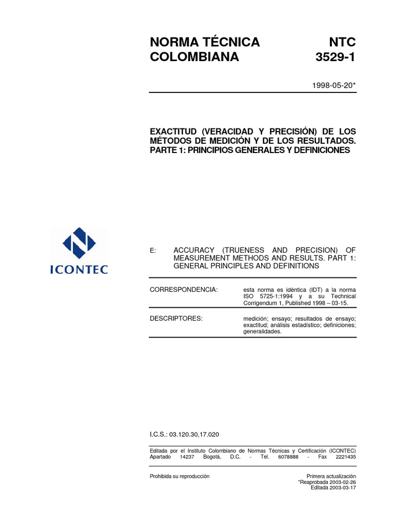 Iso 5725-1 Exactitud (Veracidad y Precisión) de Los Métodos de Medición ...