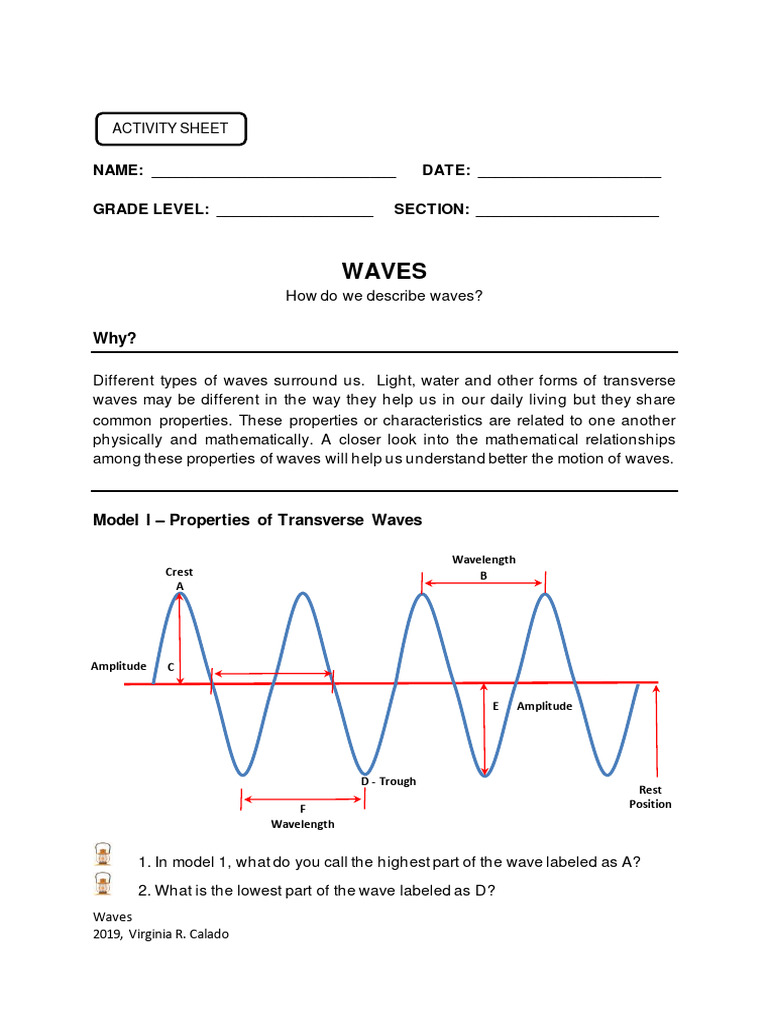 Waves (How Do We Describe Waves) by V. R. Calado | PDF | Teaching ...