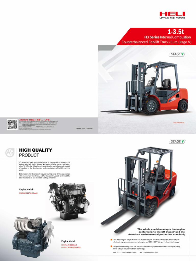 H3 Series 1 3.5t IC Forklift Truck Euro Stage V | PDF