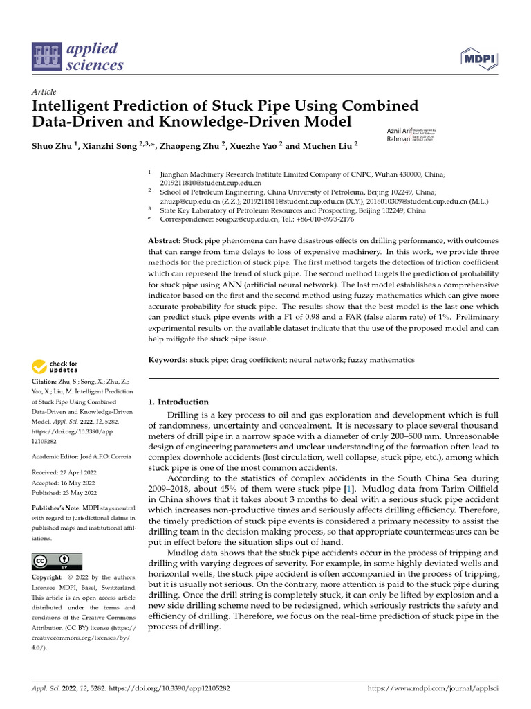 Stuck Pipe Using AI Prediction | PDF | Artificial Neural Network | Science