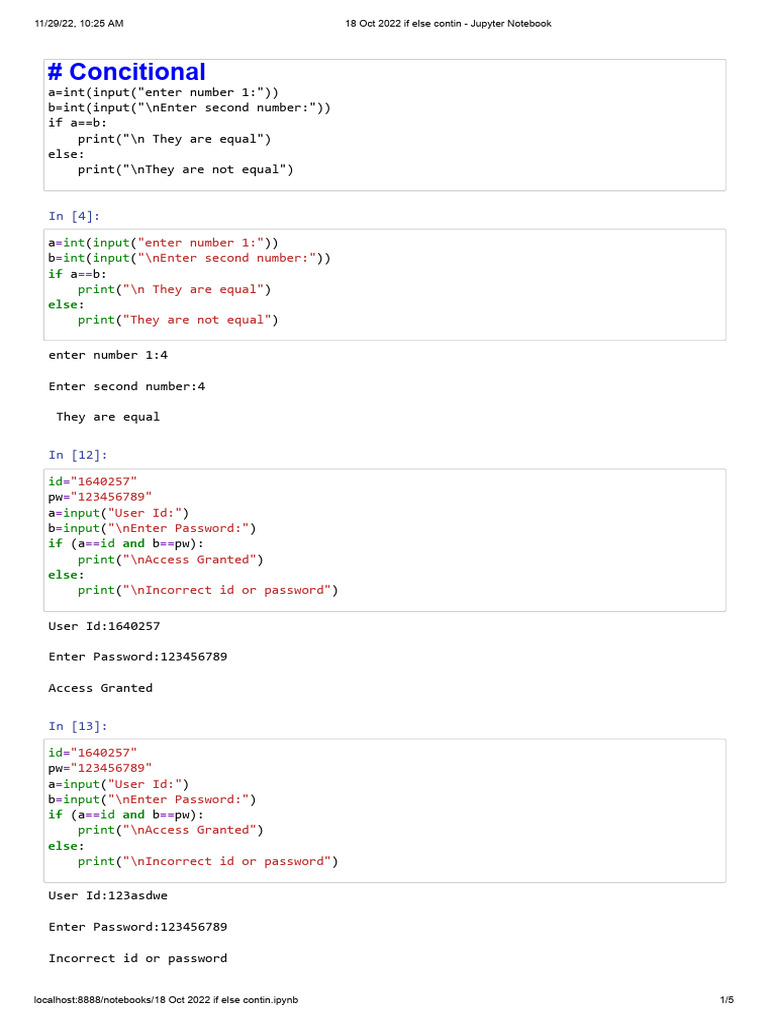 Python If-Else Conditional Examples | PDF | Security Engineering | Computing