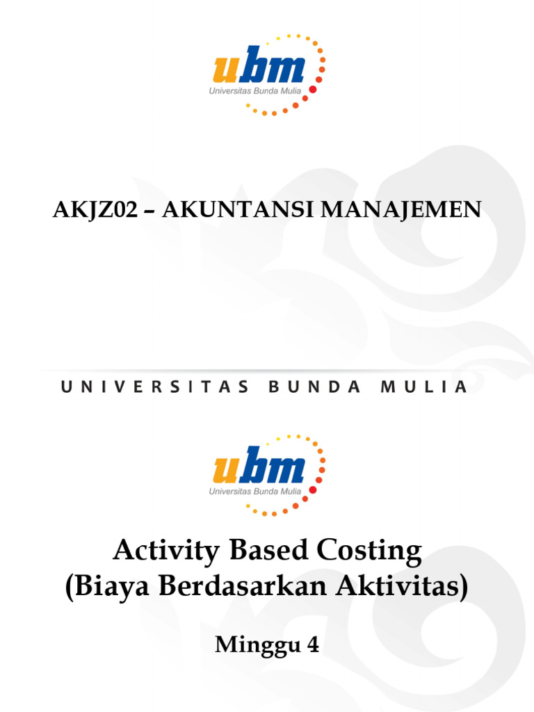 Minggu 4 - Activity Based Costing | PDF | Komputer