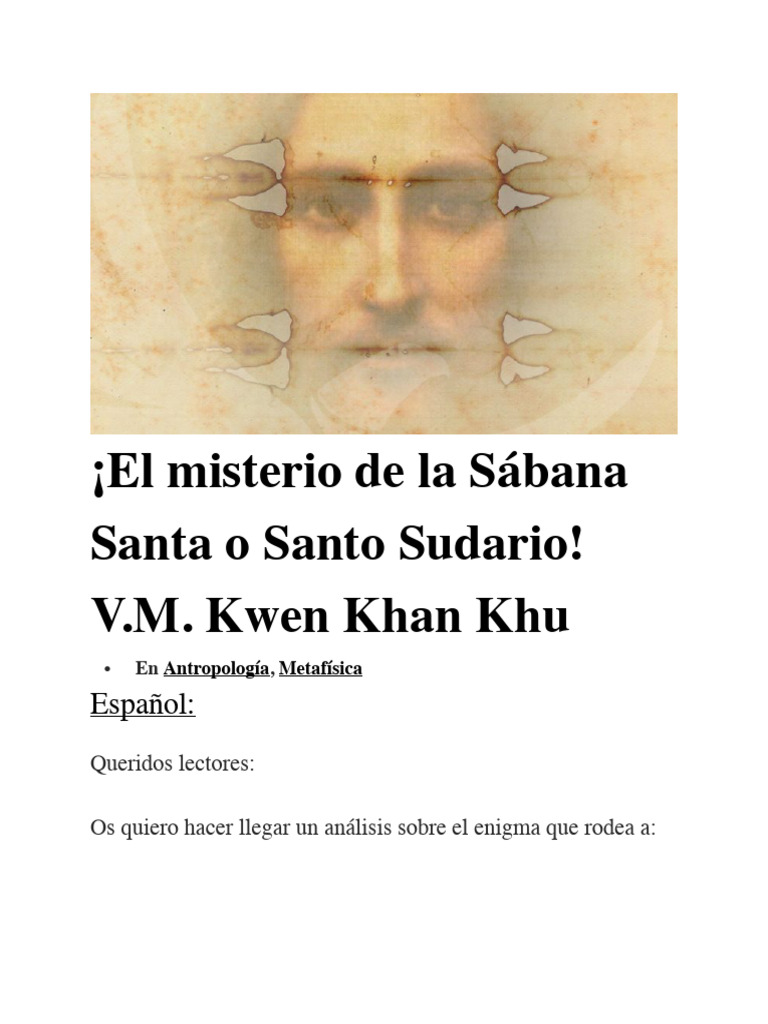 El Santo Sudario | PDF | Religión y espiritualidad
