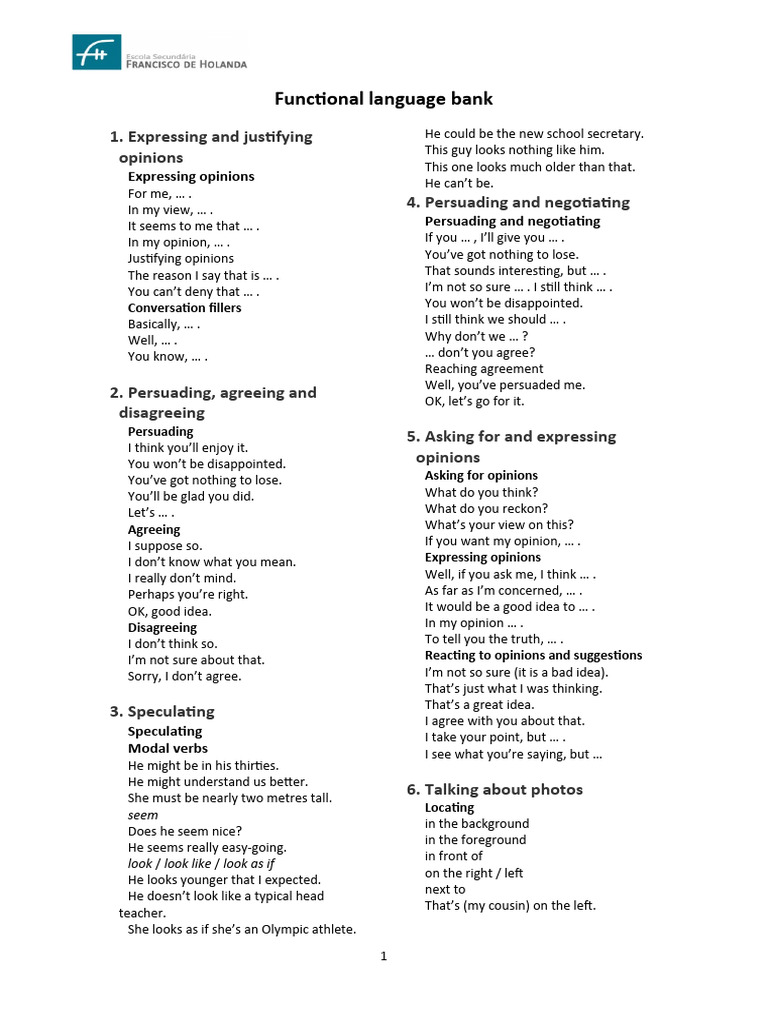 Functional Language Bank | PDF