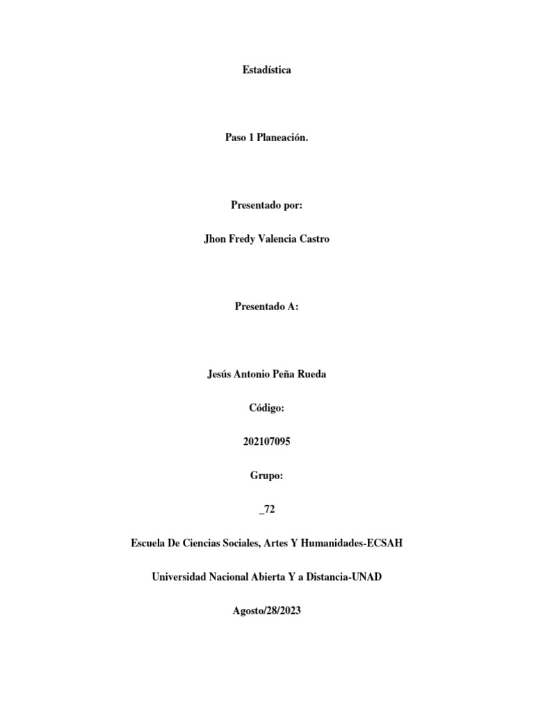 Jhon Fredy Valencia Castro - Paso 1. Planeacion | PDF