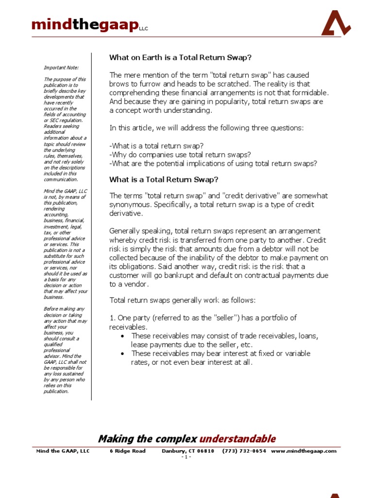 Total Return Swap | PDF | Swap (Finance) | Derivative (Finance)