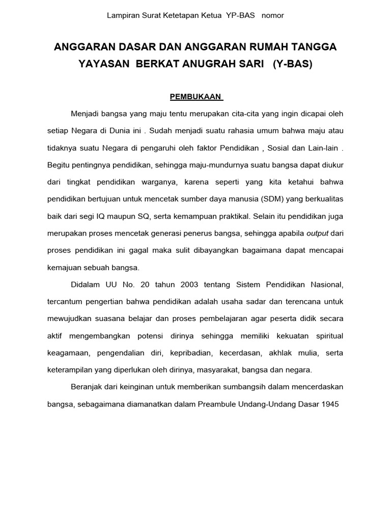 Adrt Yayasan Bas | PDF