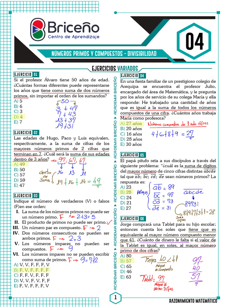 NÚMEROS PRIMOS Y COMPUESTOS & DIVISIBILIDAD - ElProfeMítico | PDF