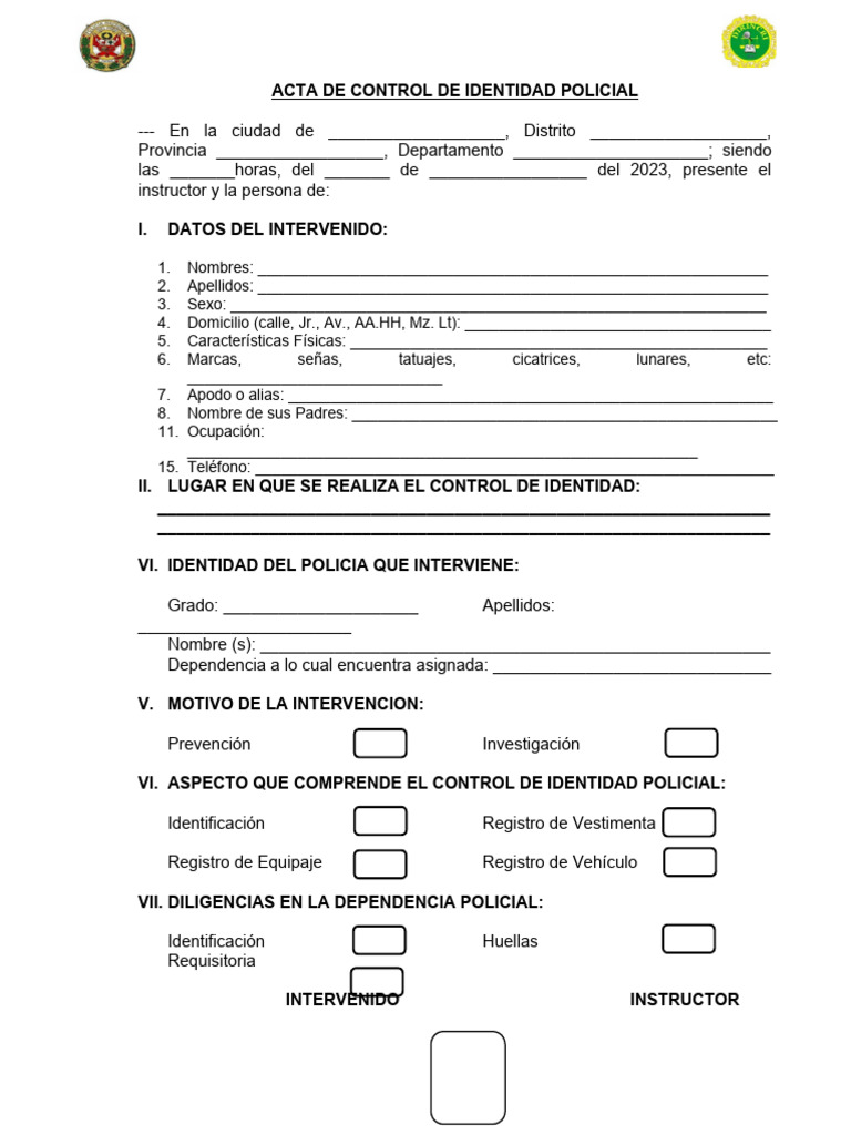 Acta de Control de Identidad Policial | PDF